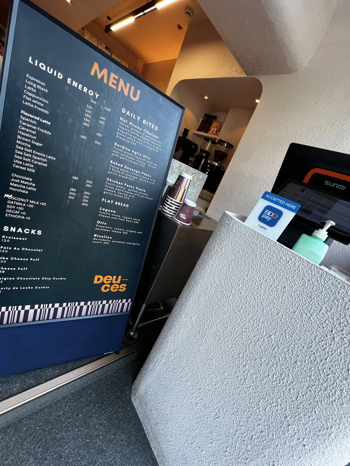 Menu at Deuces Coffee, Muntinlupa