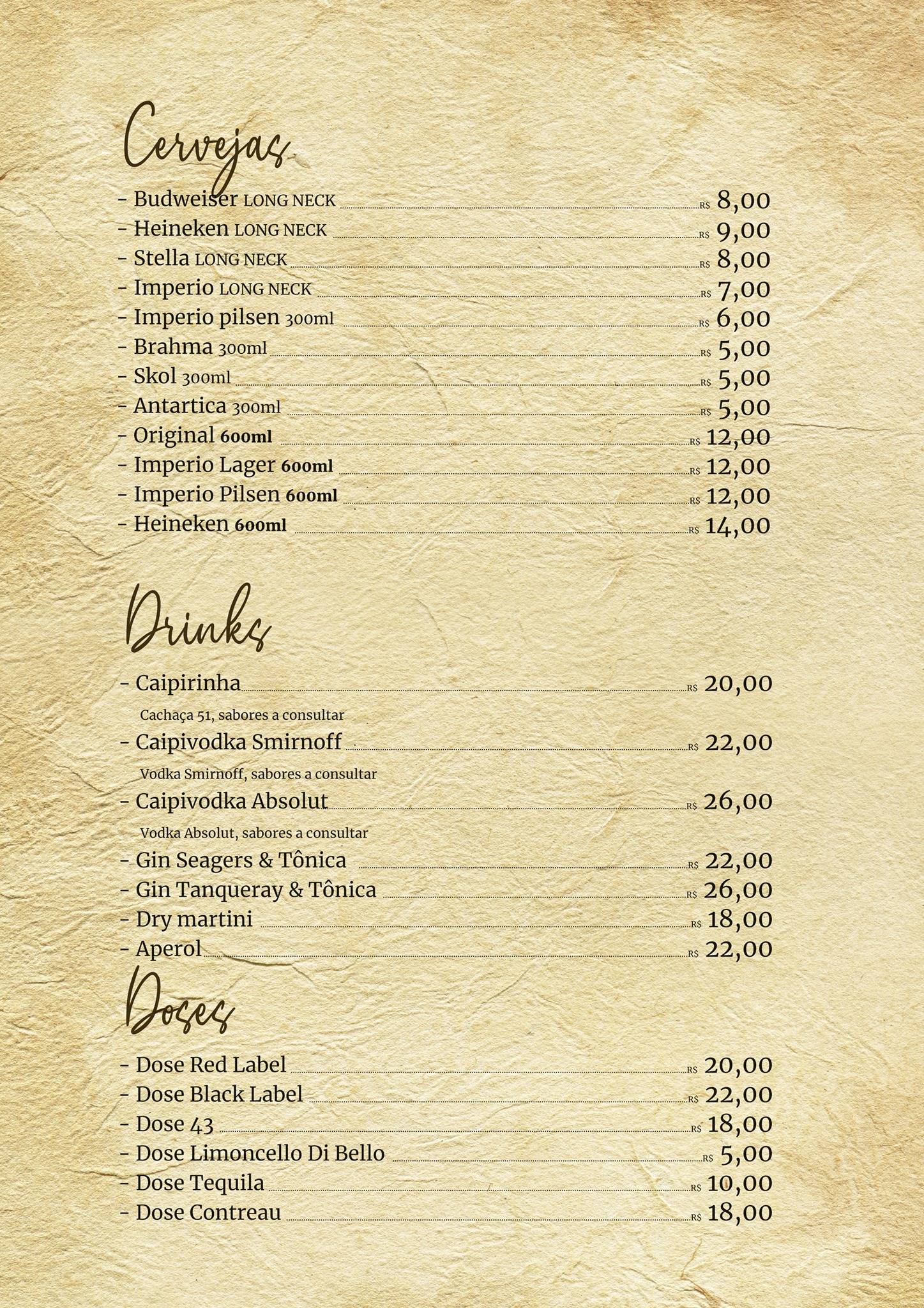 Menu em Di Bello Pizzeria, Três Rios