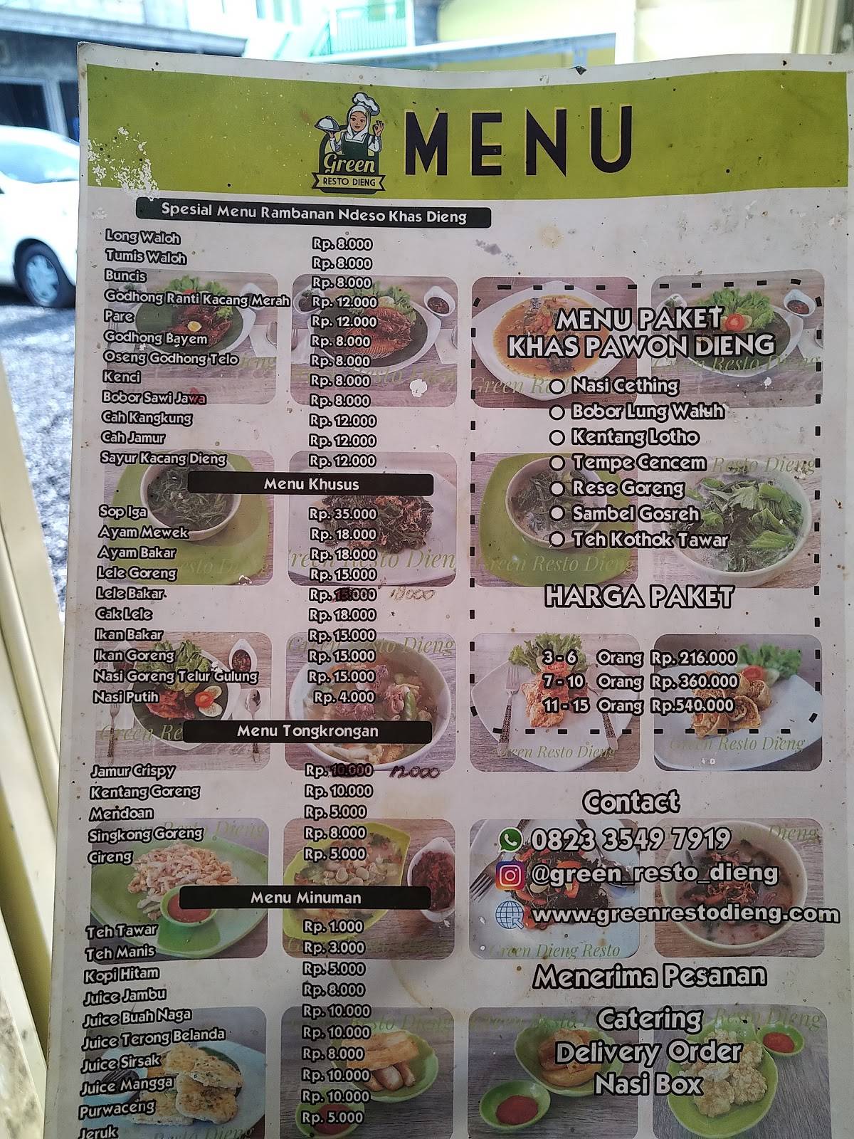 Menu at Rumah Makan - Green Resto Dieng fast food, Dieng Kulon