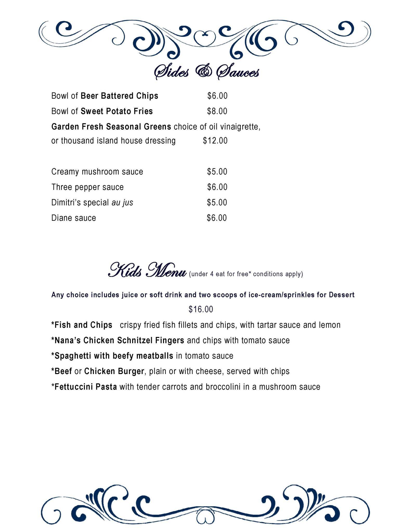 Menu at Dimitris Mediterranean Restaurant, Gladstone Central