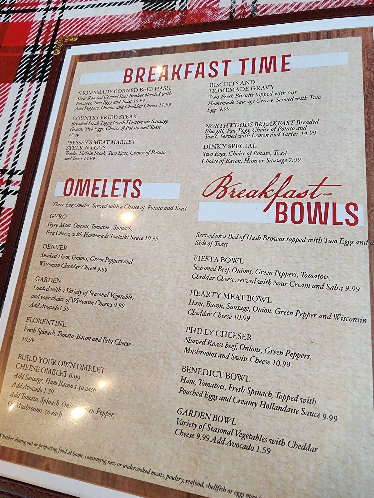 Menu at Dinky Diner restaurant, Rhinelander, 130 N Brown St