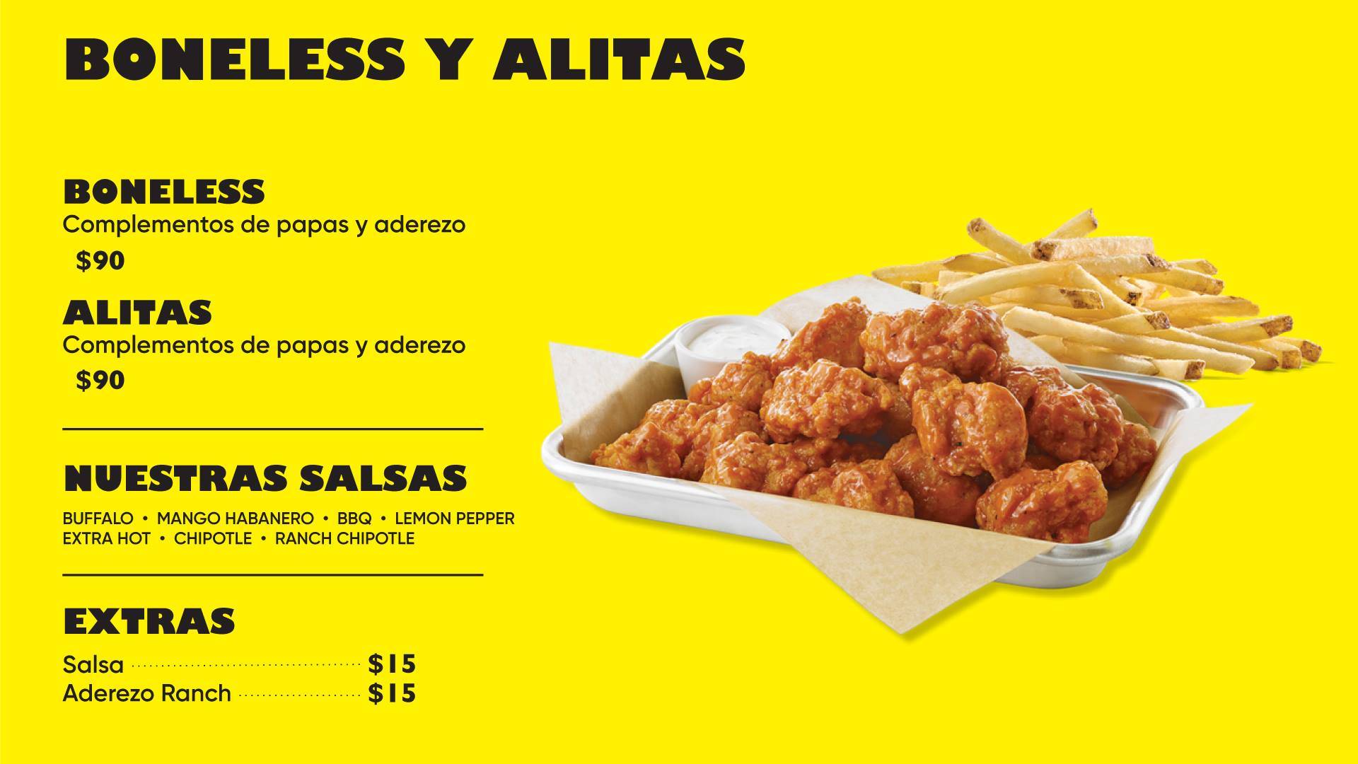 Carta del restaurante Distrito Boneless & Burgers Nava, Nava