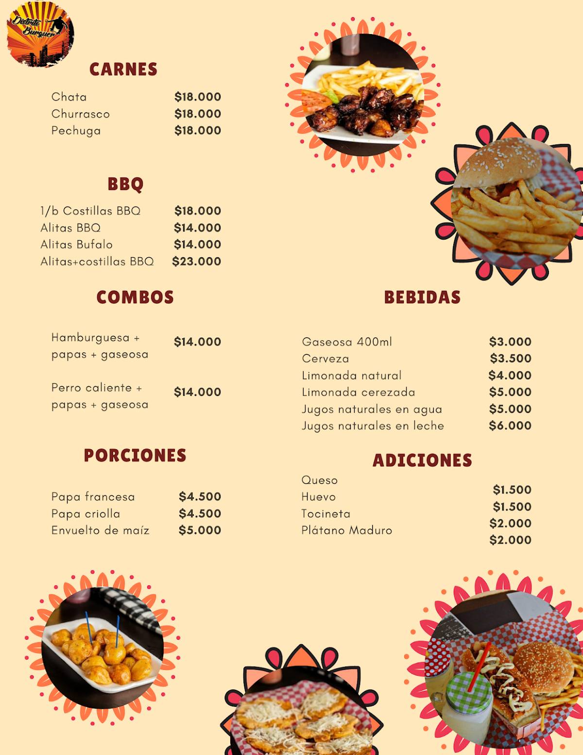 Menu at Distrito Burger restaurant, Bogotá, Ak. 15 #155a-79 local 1