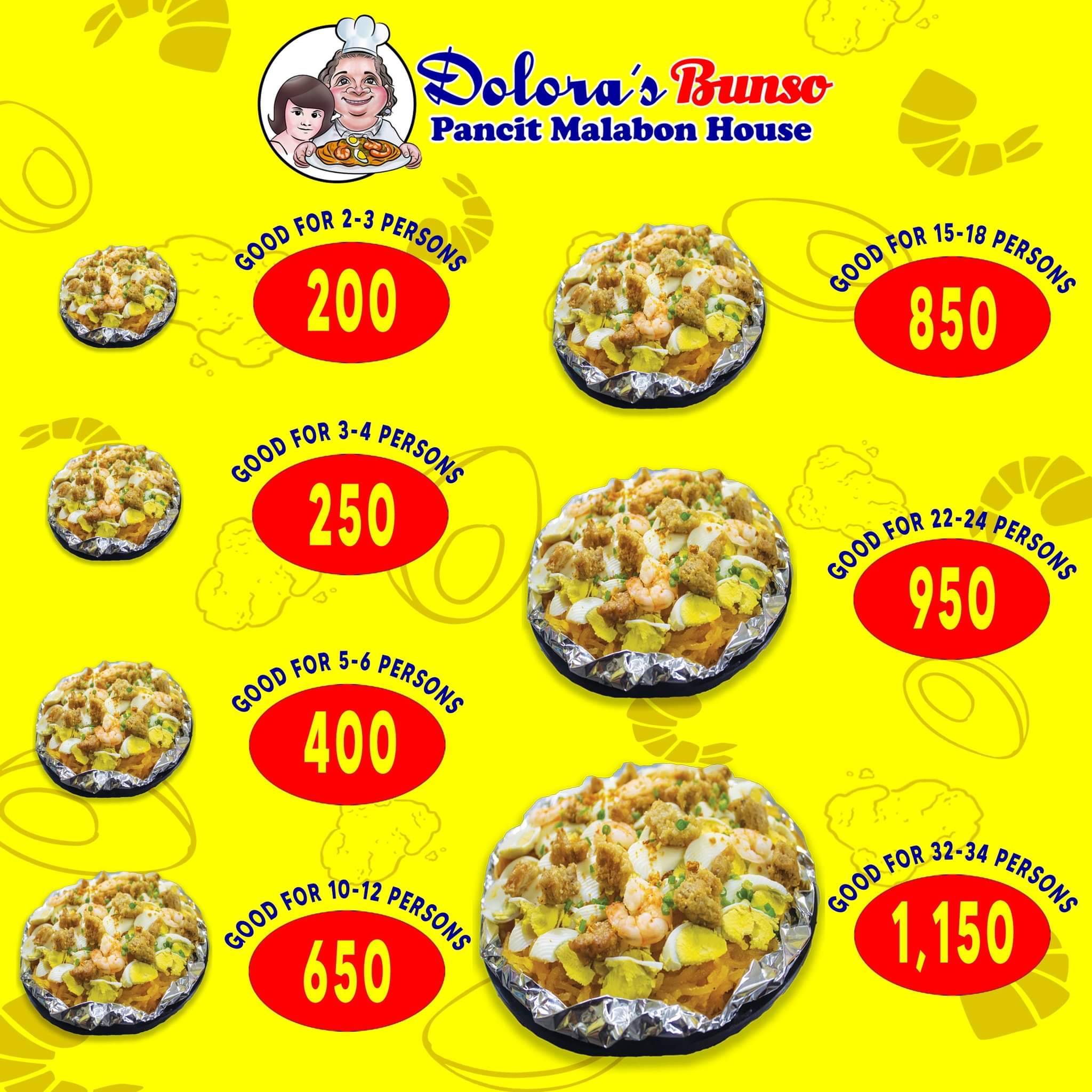 Carta del restaurante Doloras Bunso Pancit Malabon House (Banaba Branch ...