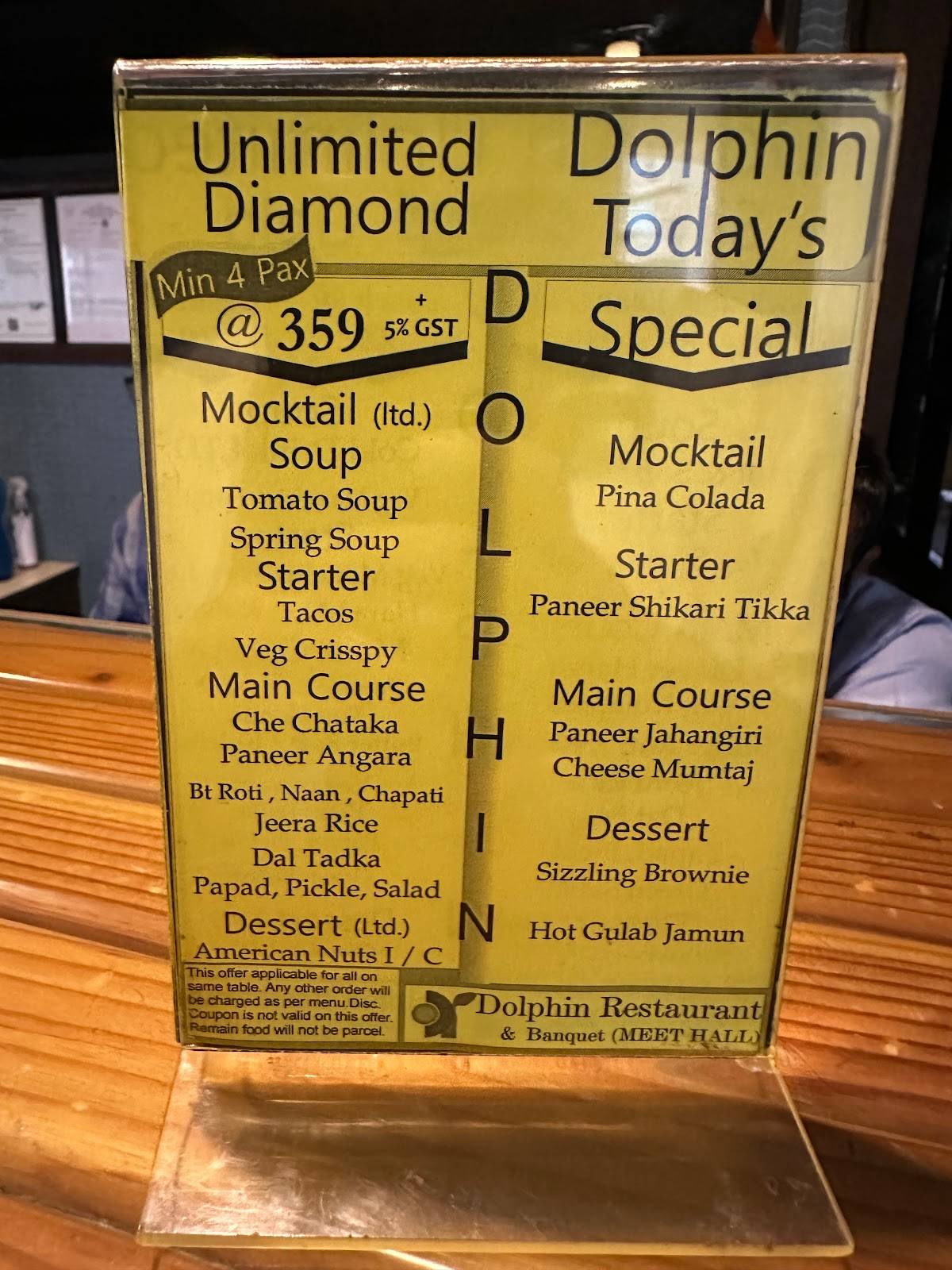 Menu at Dolphin Restaurant, Anand