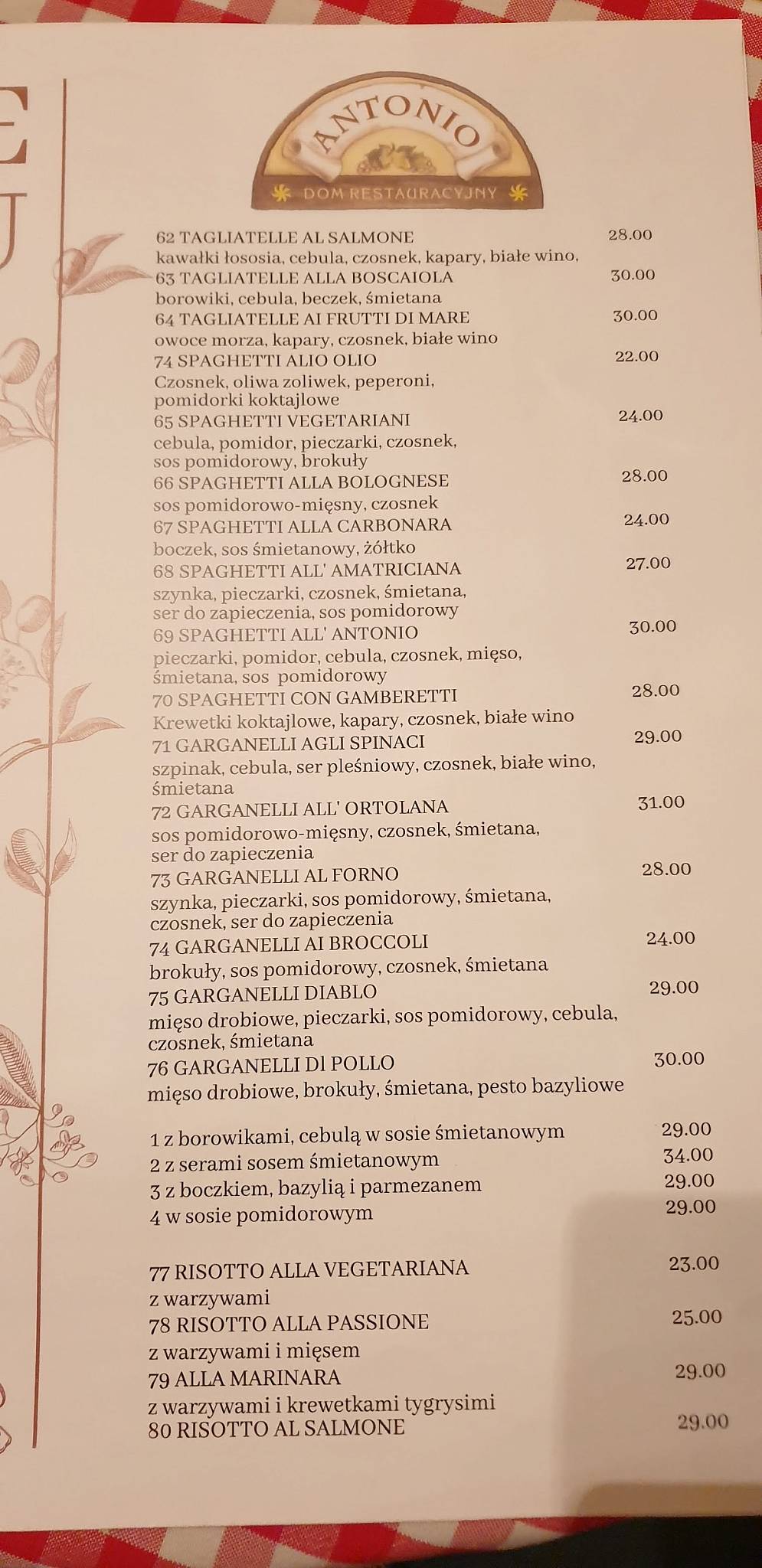 Menu at Dom Restauracyjny Antonio restaurant, Kalisz