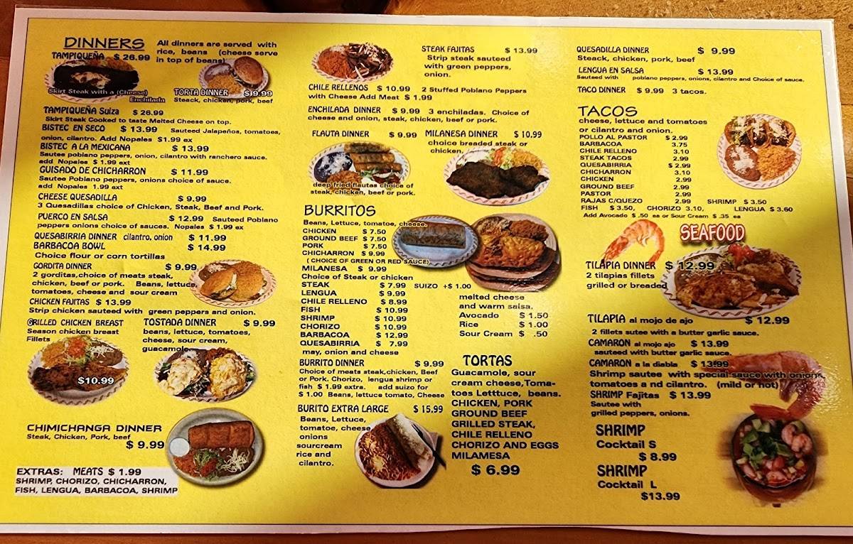 Menu at Don Andres #3 restaurant, Munster