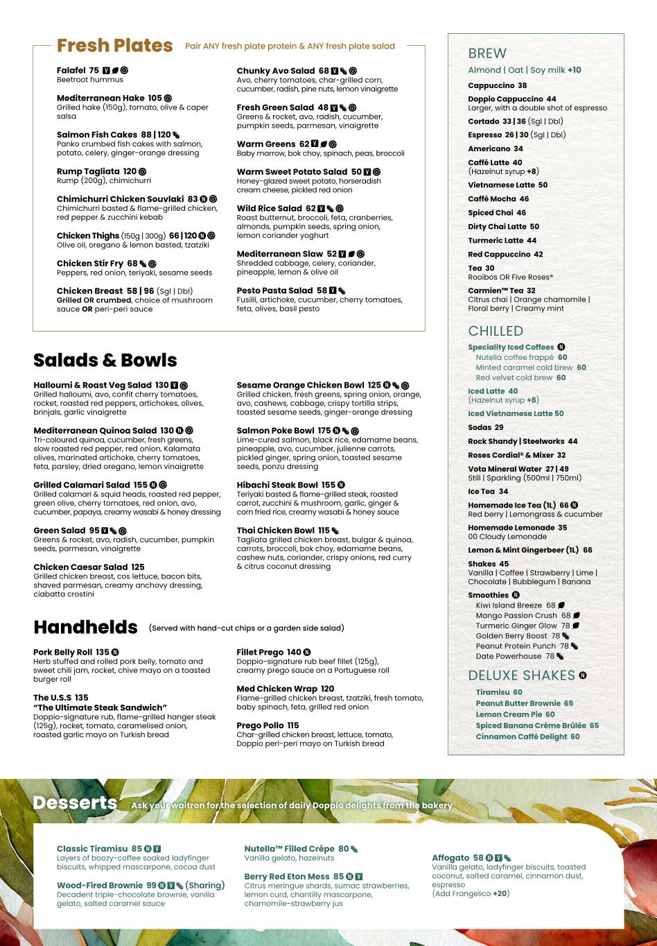 Menu at Doppio Zero Lakefield restaurant, Benoni