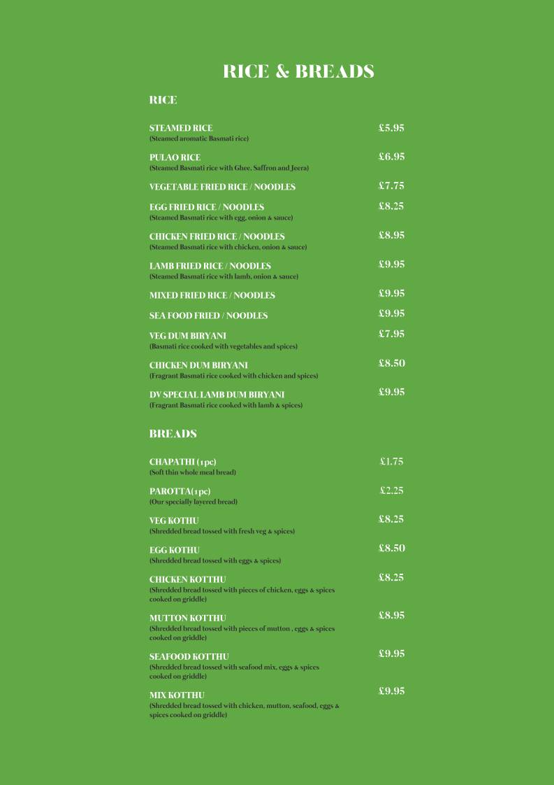 Menu at Dosa Village restaurant, Prescot