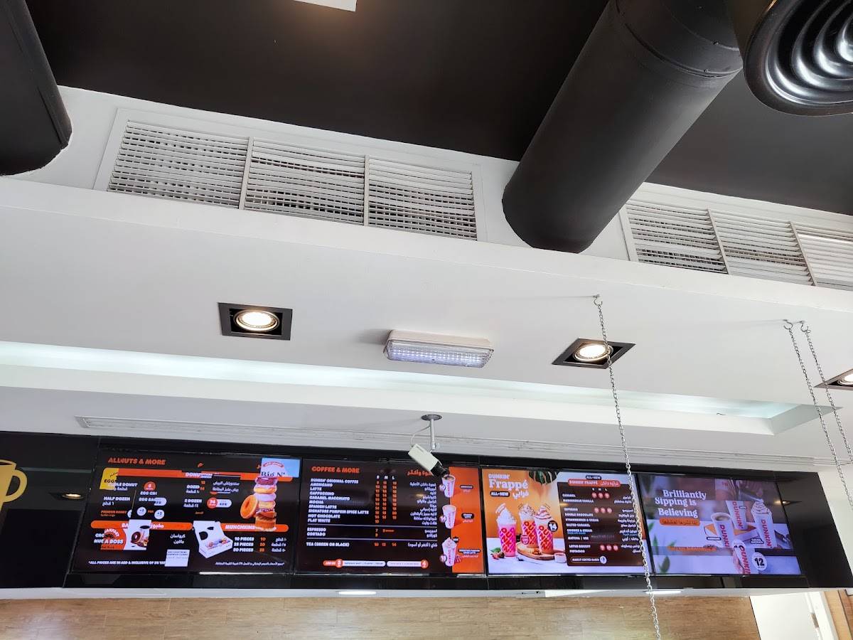 Menu at Dunkin' UAE cafe, Dubai, JLT Metro Station