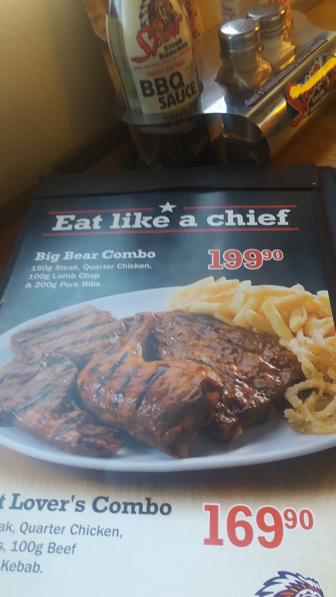 Menu at Durado Spur Steak Ranch restaurant, Vryburg