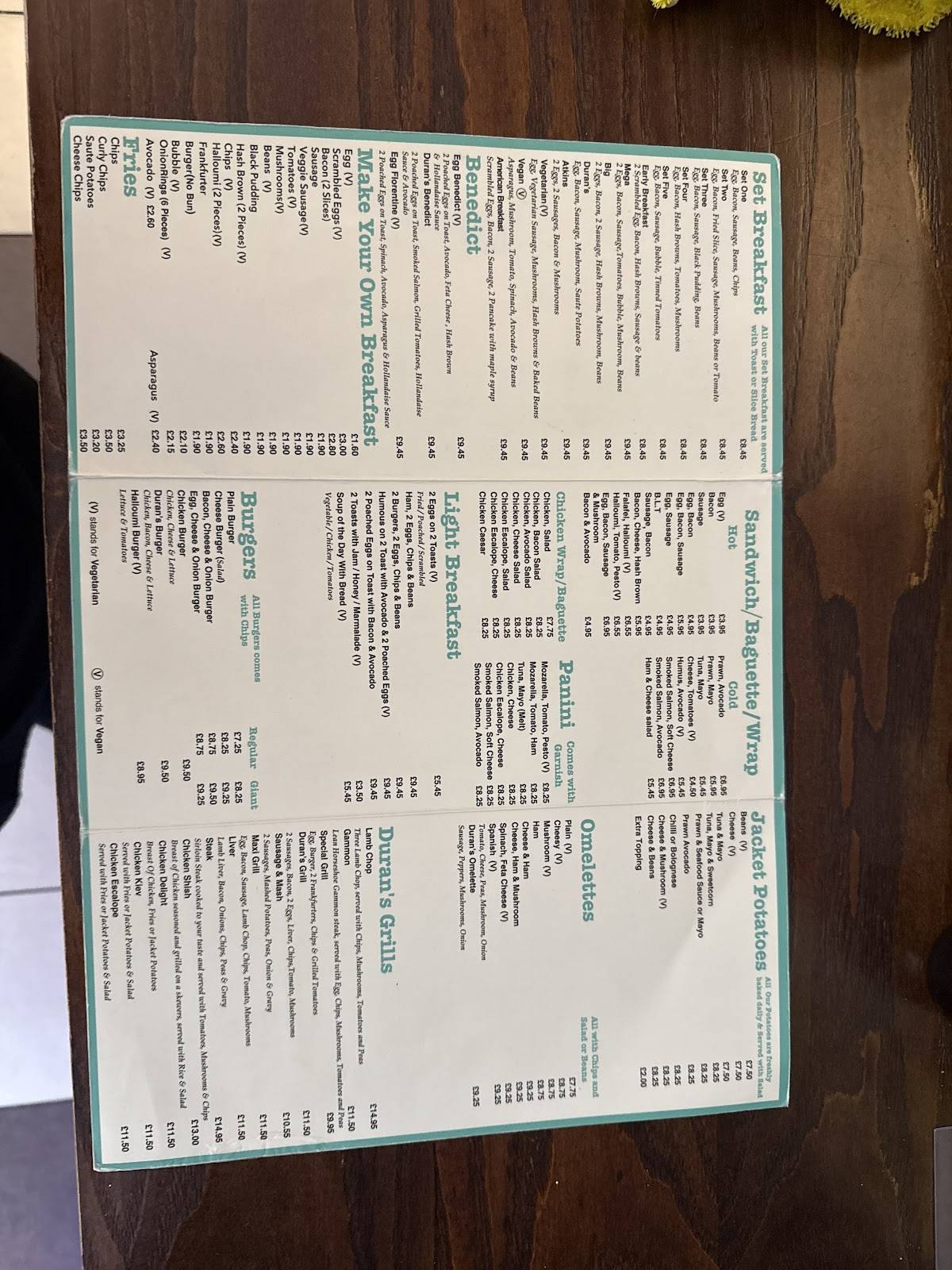 Menu at Duran's Bistro Grill cafe, Bushey, 124-126 High St