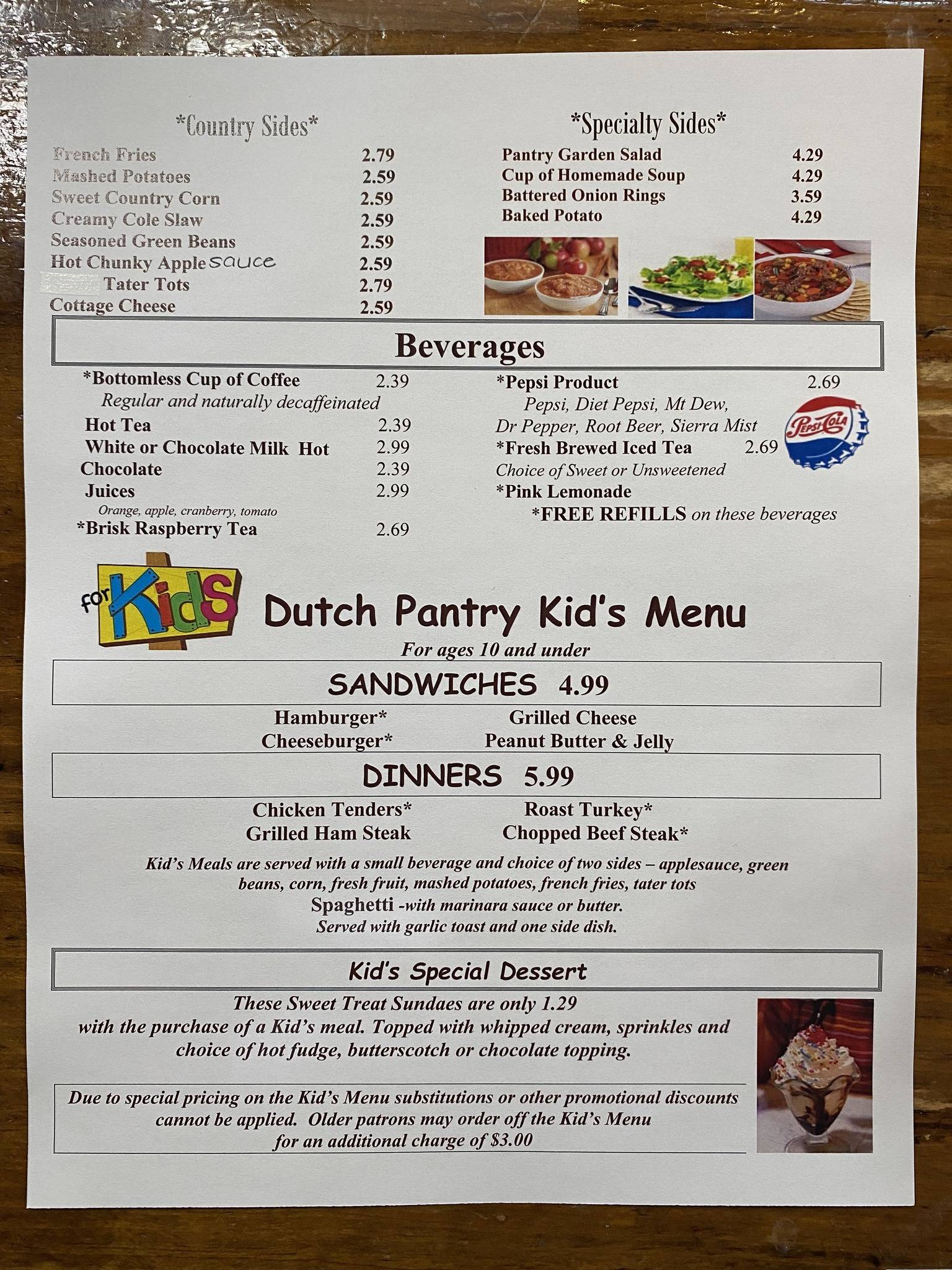 Menu at Dutch Pantry Family Restaurant, DuBois