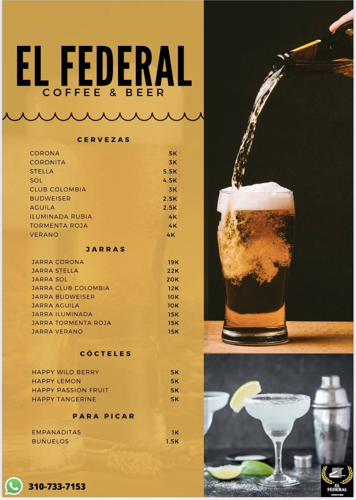 Carta del café EL FEDERAL, Guateque