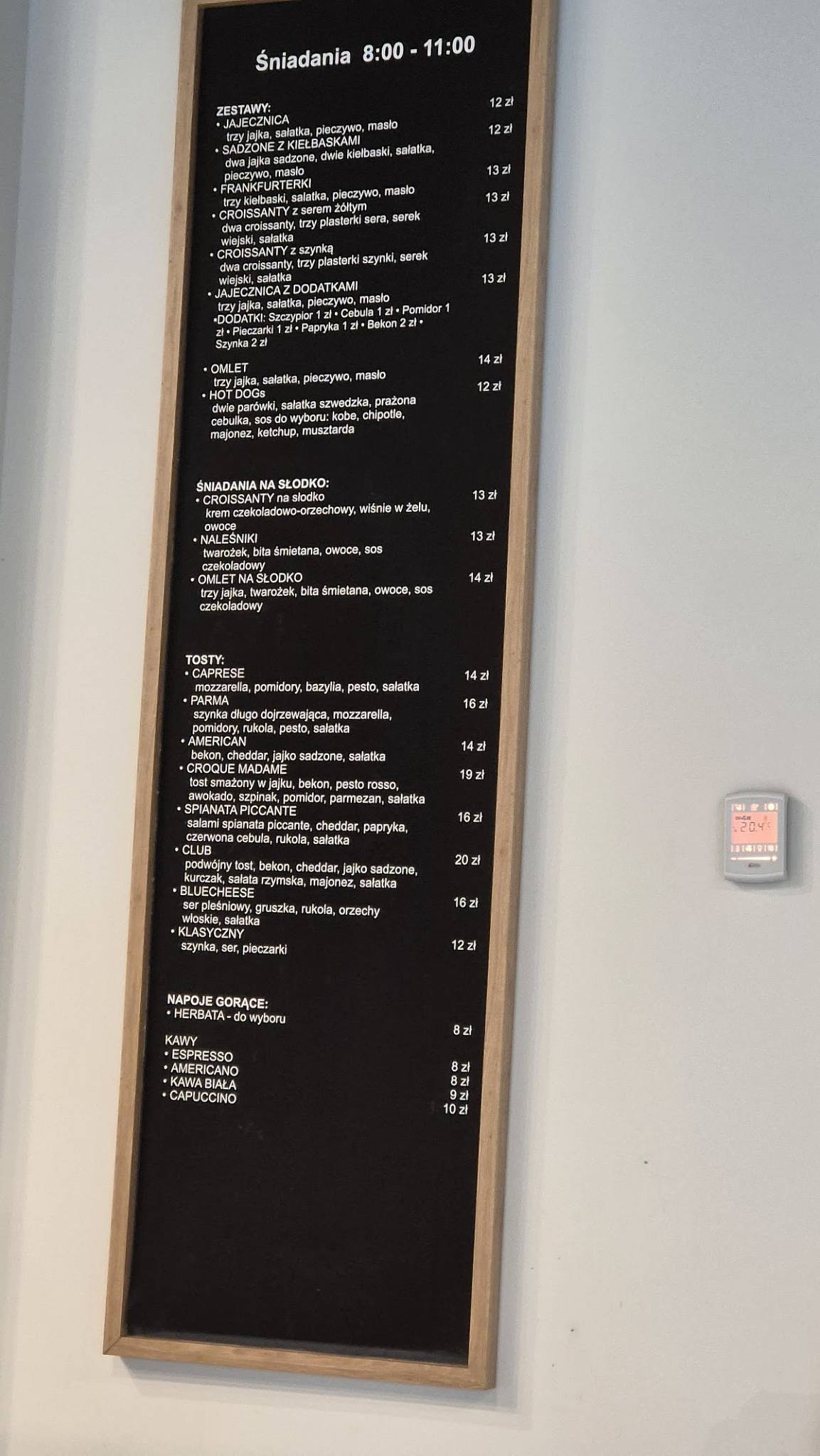Menu at ELEMENT 4 restaurant, Wrocław