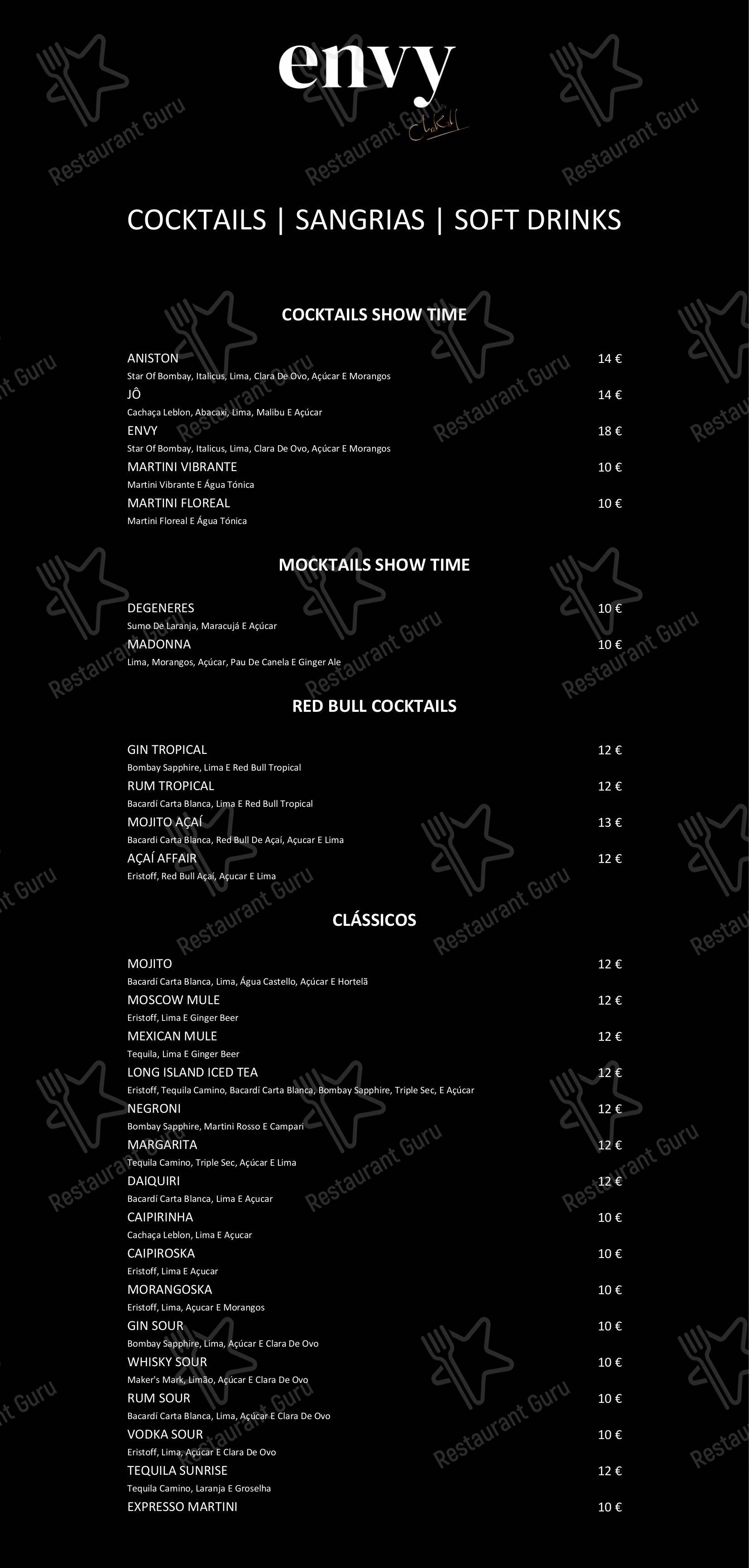Menu em ENVY - Restaurante, Bar & Lounge Leira, Leiria