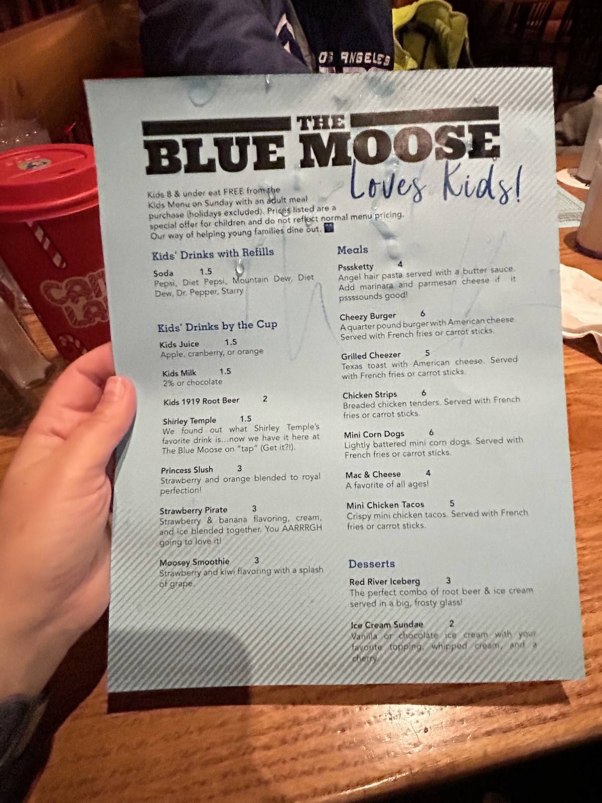 Menu at Blue Moose Bar & Grill, East Grand Forks, 507 2nd St NW