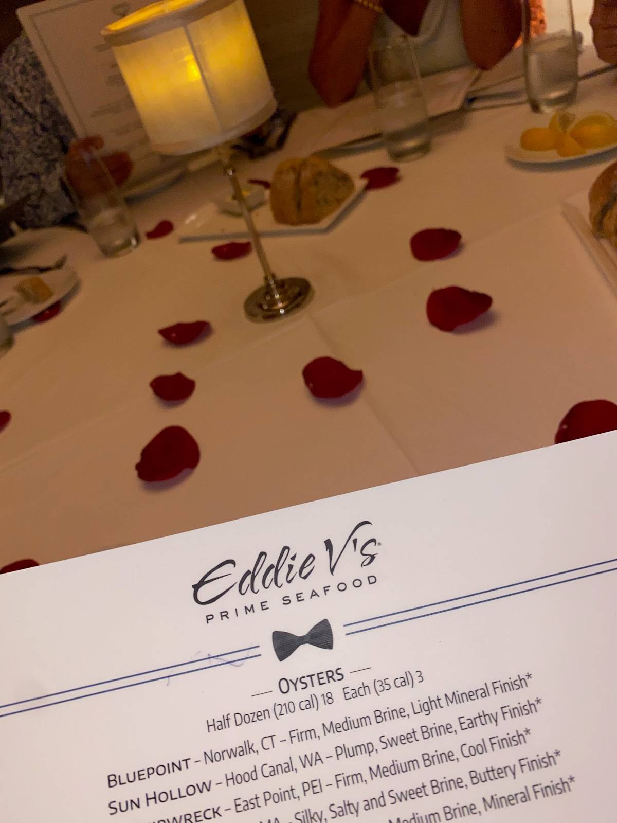 Menu at Eddie V's Prime Seafood steakhouse, Fort Lauderdale
