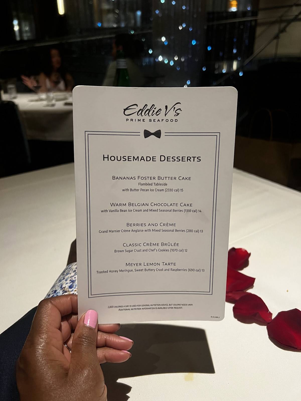 Menu at Eddie V's Prime Seafood steakhouse, Charlotte, 101 S Tryon St #100