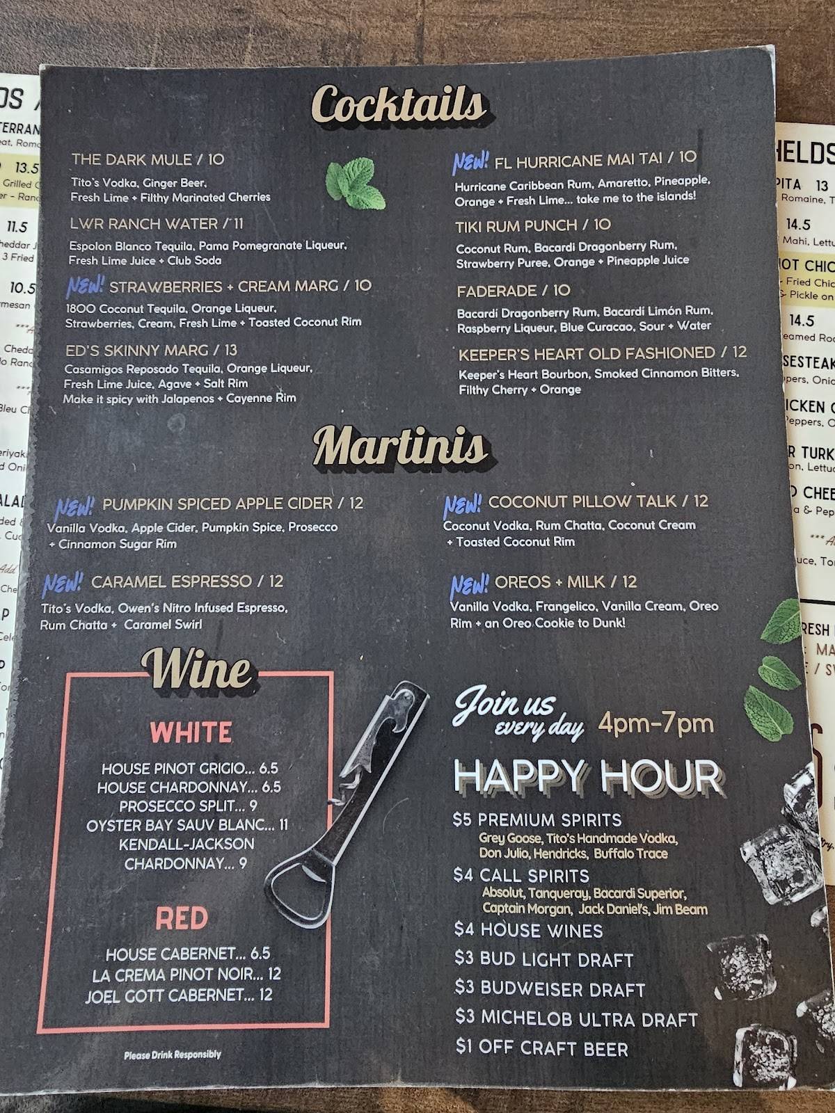 Menu at Ed's Tavern 64 pub & bar, Bradenton