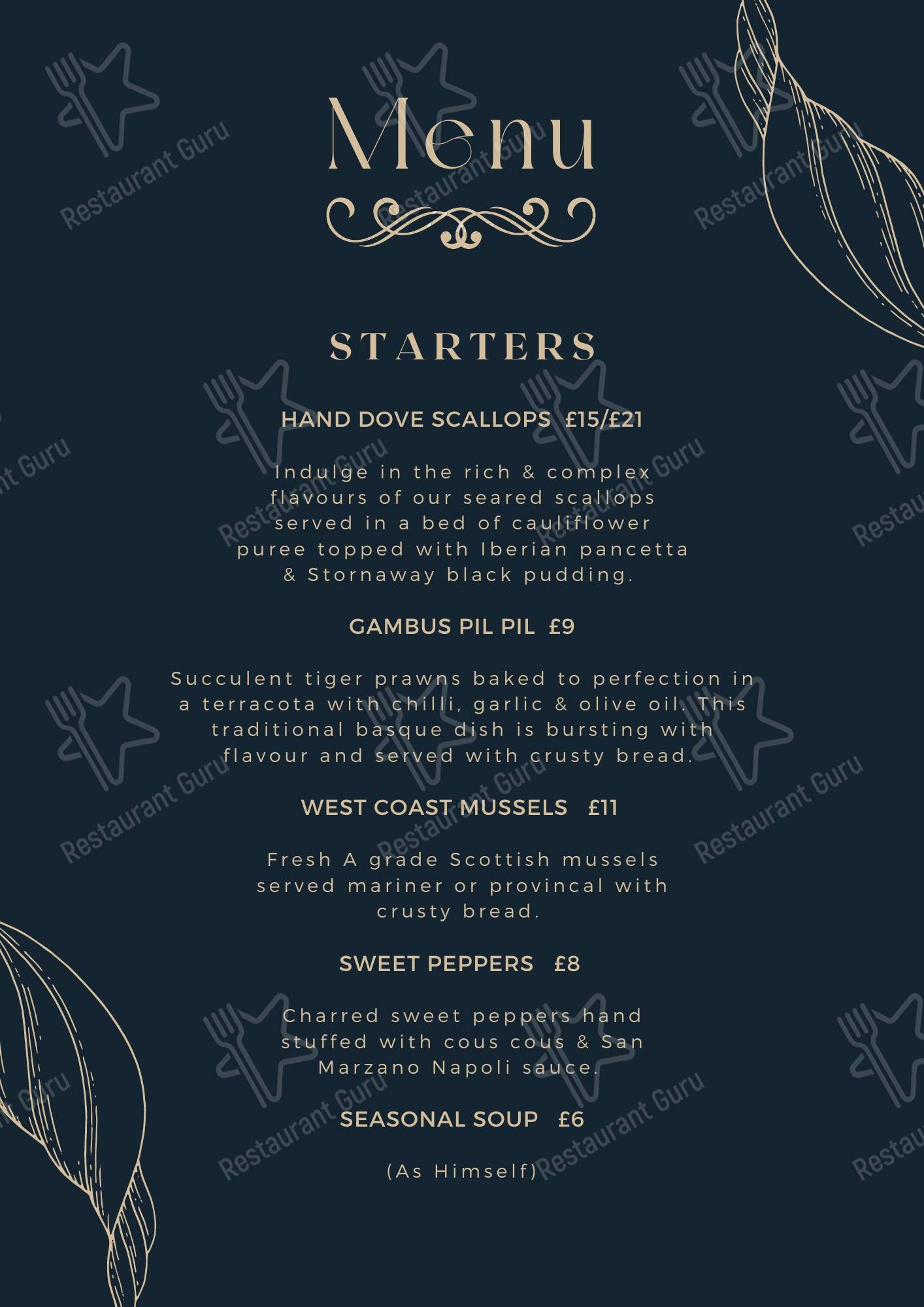 Menu at Edwards @ The Harbour Restaurant, Millport