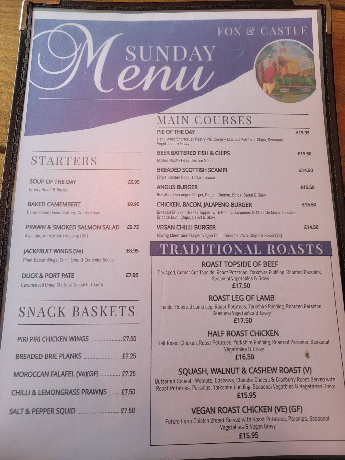 Menu at The Fox & Castle pub & bar, Windsor
