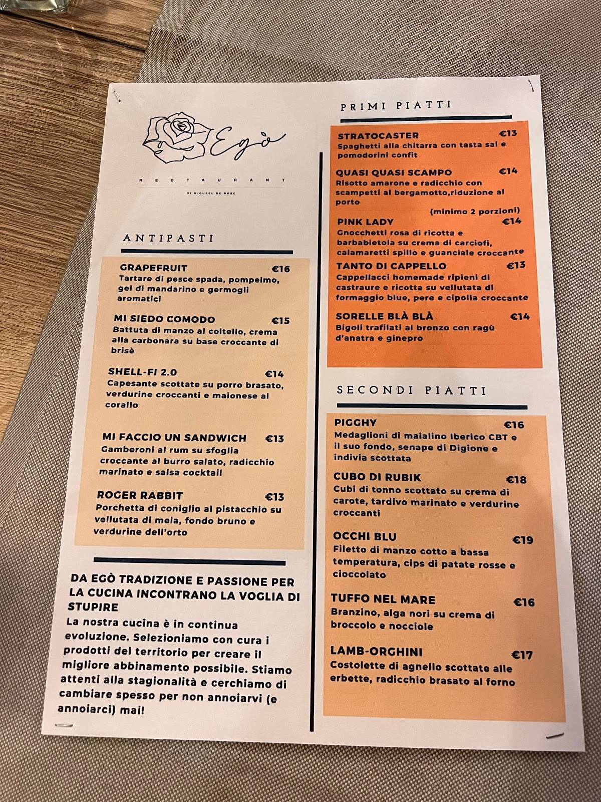 Speisekarte von Egò Restaurant Ristorante Mirano, Mirano