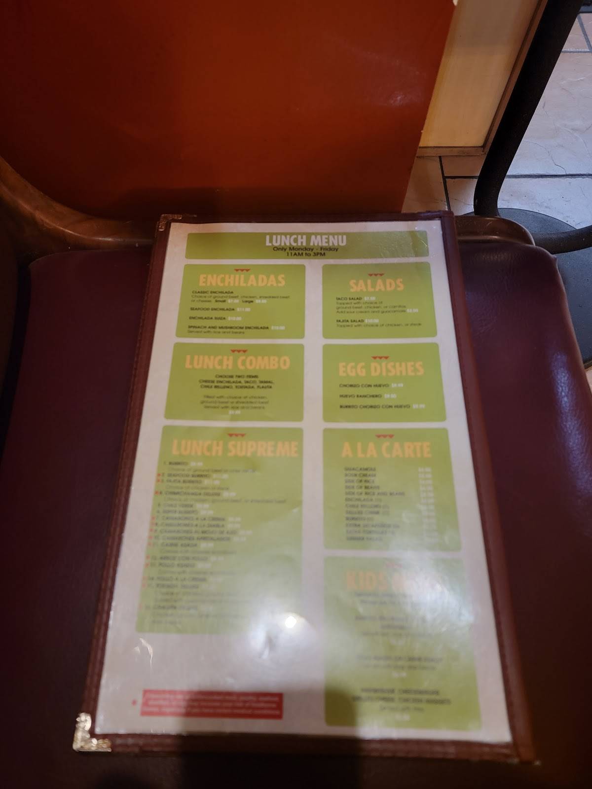 Menu at El Agave Mexican Restaurant, Ephrata