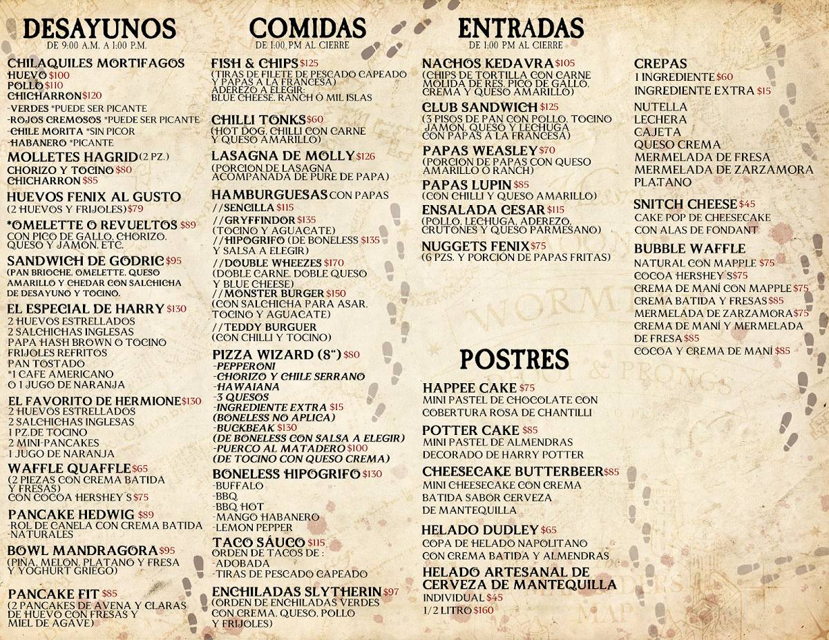 Carta del restaurante El Caldero Mágico TRC, Torreón