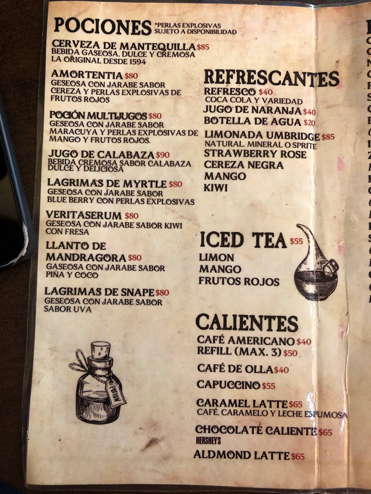 Carta del restaurante El Caldero Mágico TRC, Torreón