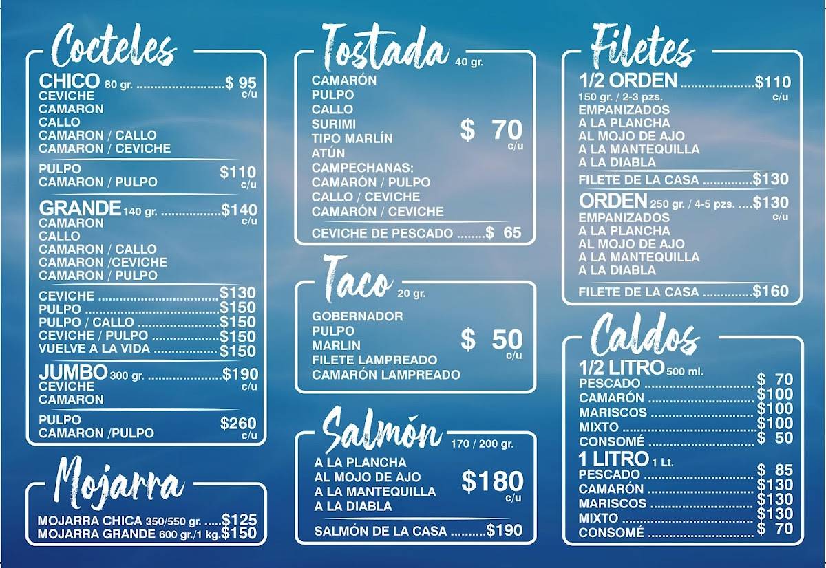 Carta del restaurante El Charal, Pescados & Mariscos, Monterrey, Av ...