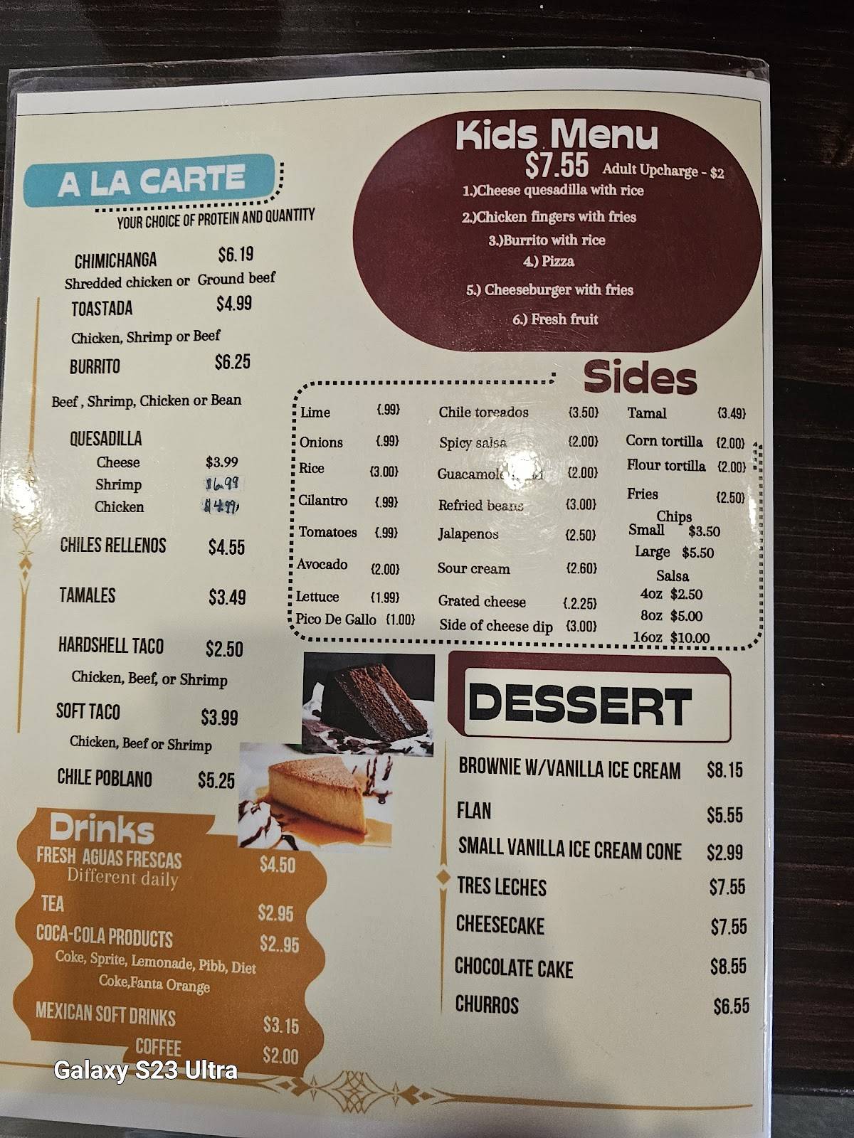 Menu at El Gringo Mexican Grill restaurant, Grovetown