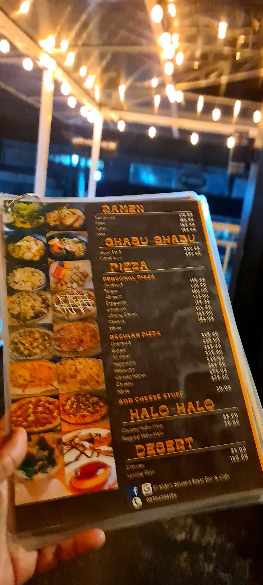 Menu at El Kido's Sizzler Resto Bar & Cafe, Philippines