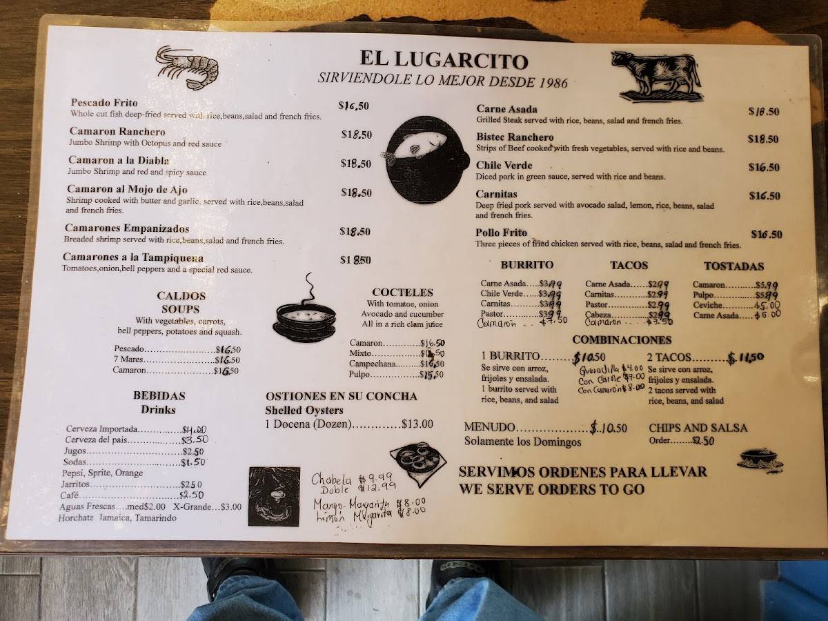 Menu at El Lugarcito Restaurant, King City