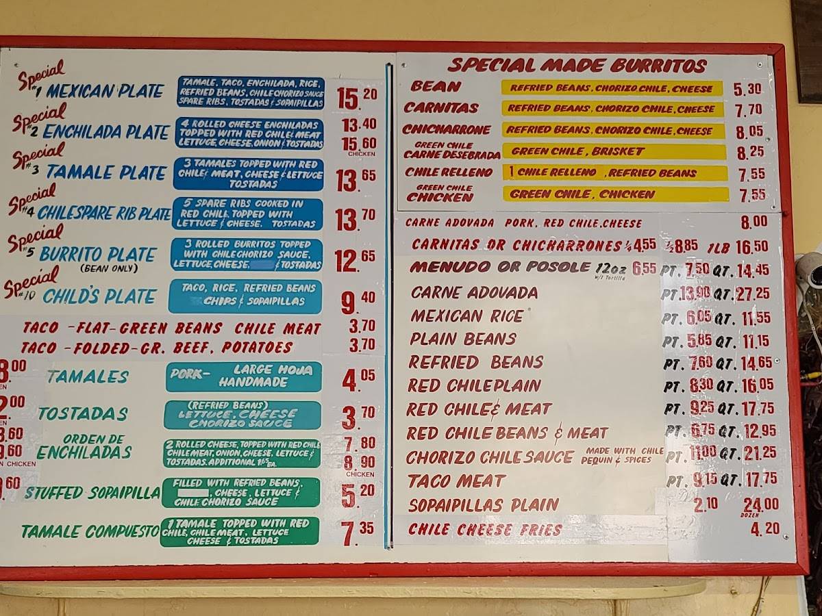 Menu at El Modelo Mexican Foods restaurant, Albuquerque