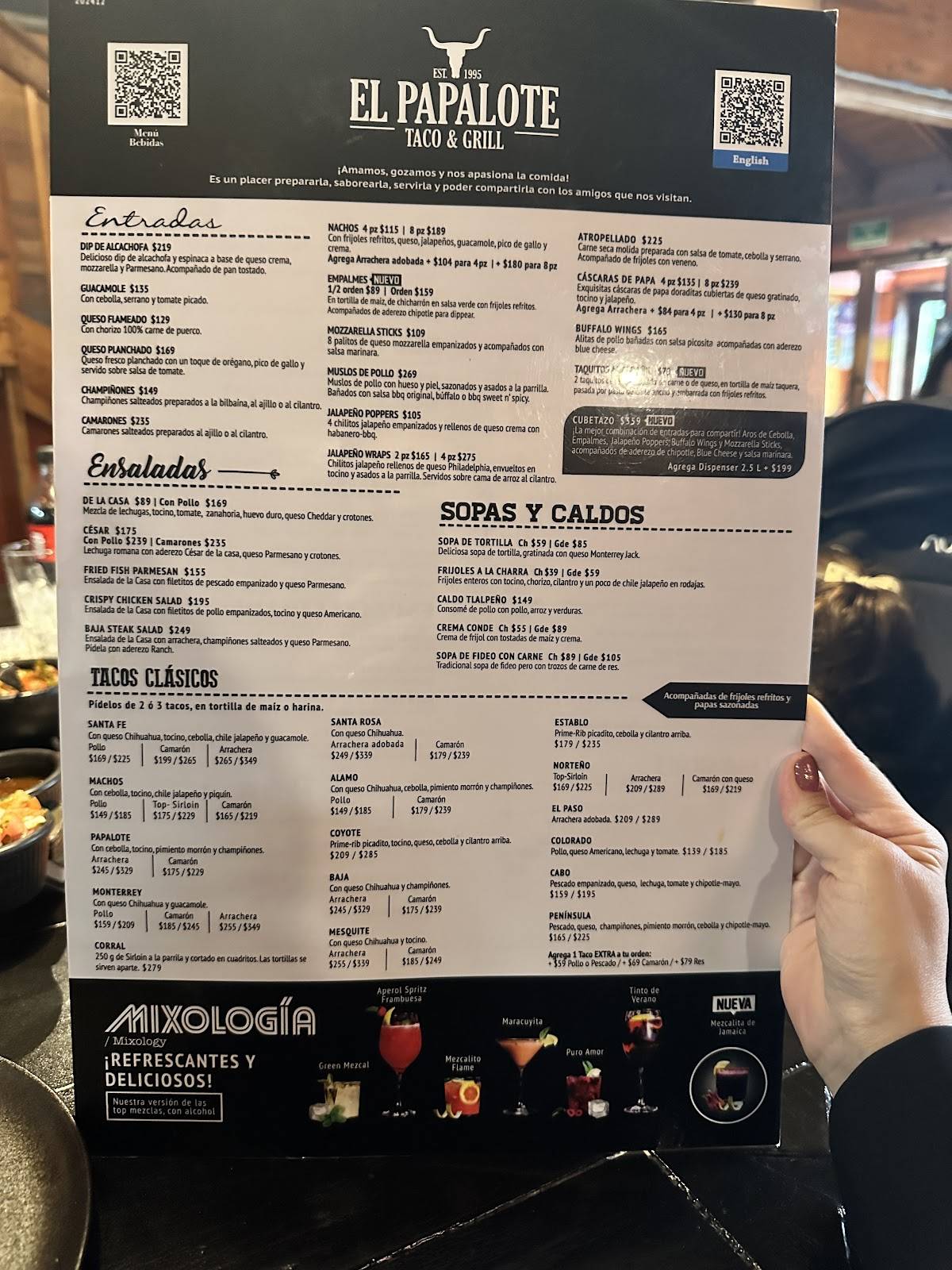 Carta del restaurante El Papalote Taco & Grill Valle, San Pedro Garza ...