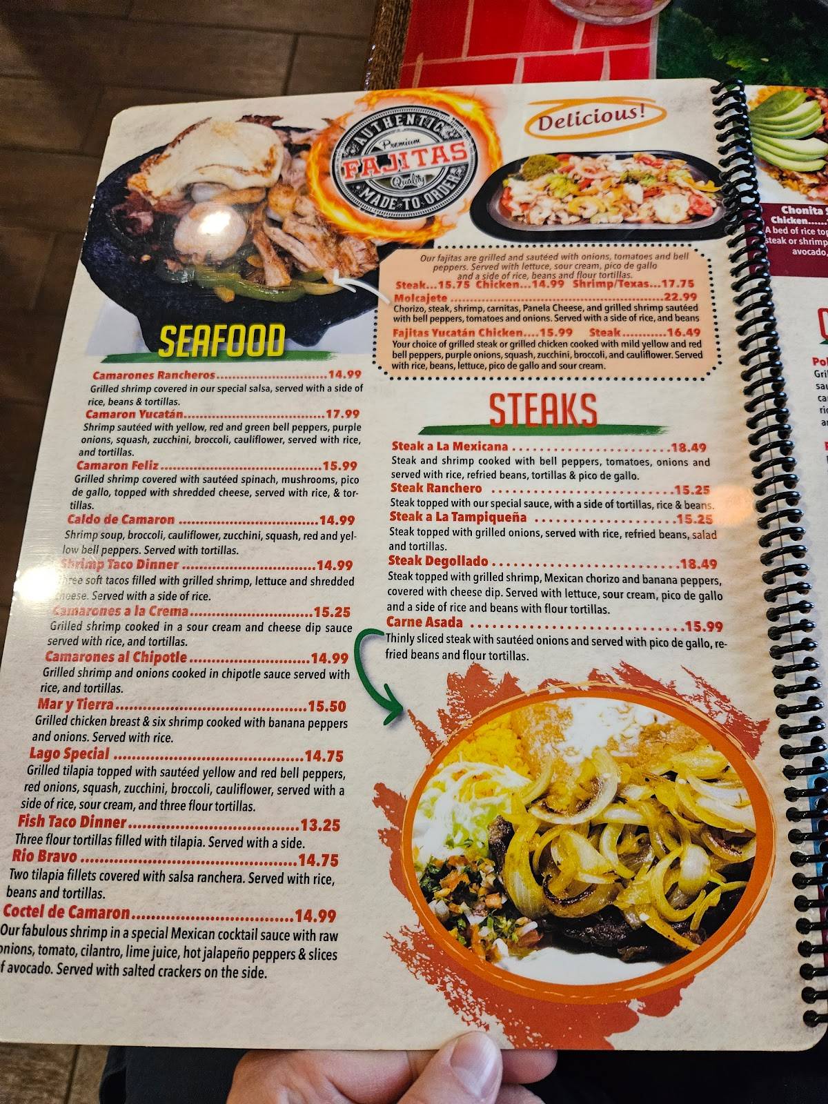 Menu at El Rincon restaurant, Akron