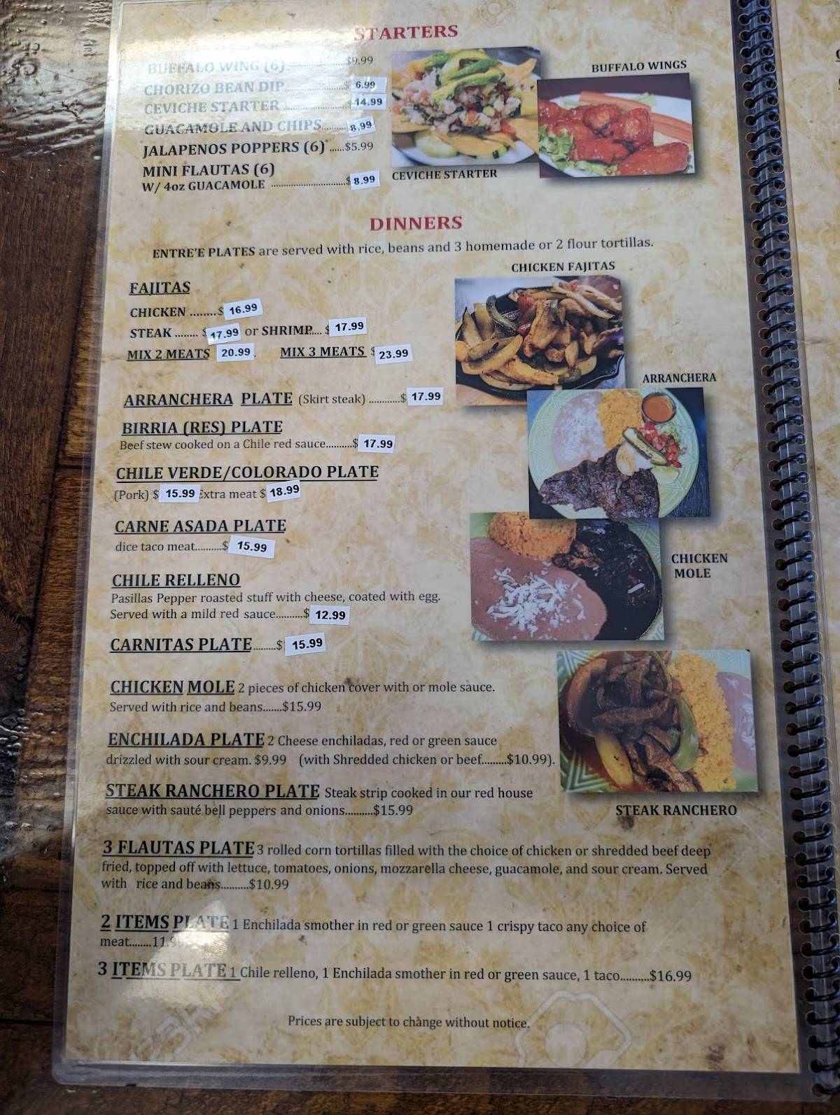 Menu at El Rinconcito Mexican Grill restaurant, Bonadelle Ranchos ...
