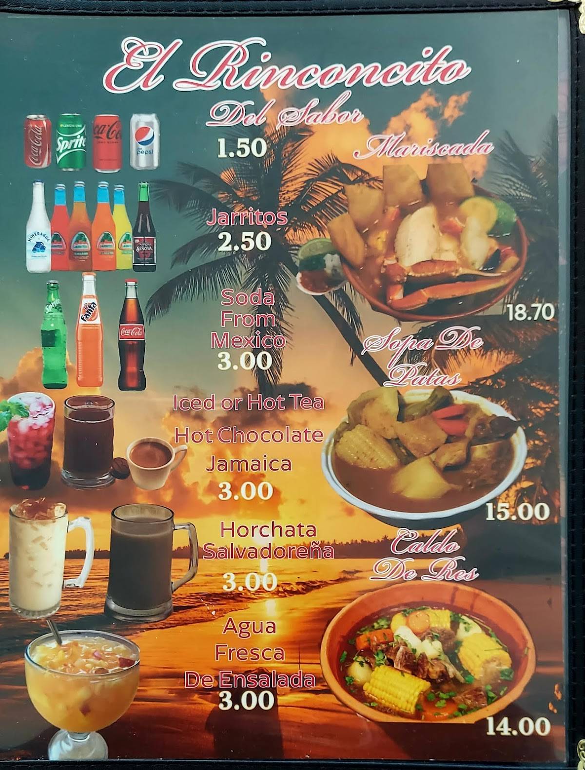Menu at El Rinconcito del Sabor restaurant, Logansport