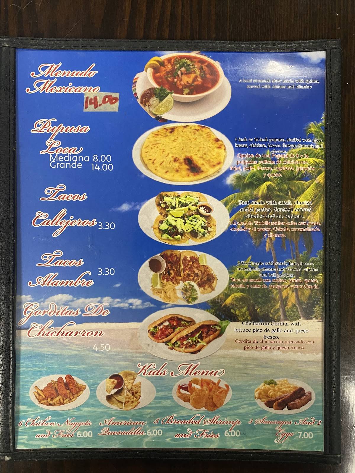 Menu at El Rinconcito del Sabor restaurant, Logansport