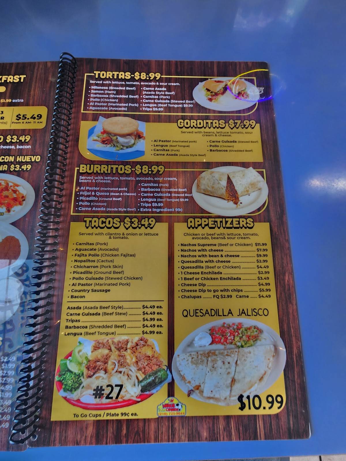 Menu at El Rodeo restaurant, Nixon