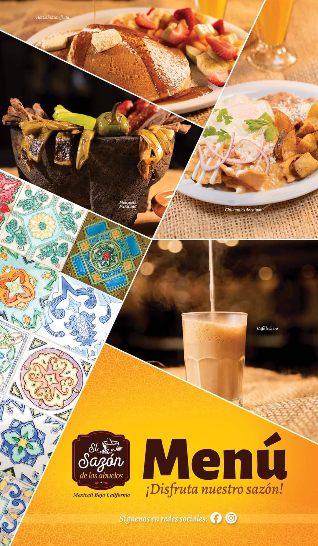 Menu at El Sazón de los Abuelos restaurant, Mexicali