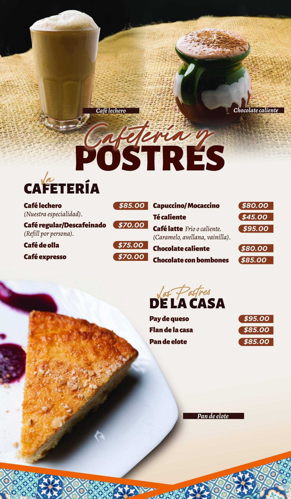 Carta del restaurante El Sazón del los Abuelos Mexicali, Mexicali