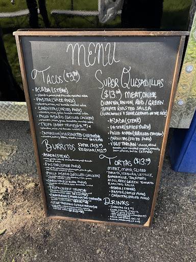 Menu at El Taco feliz (food truck) restaurant, Calistoga