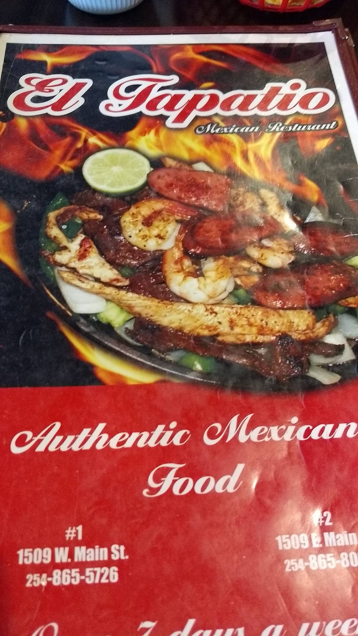 Menu at El Tapatio Restaurant #2, Gatesville, E Main St