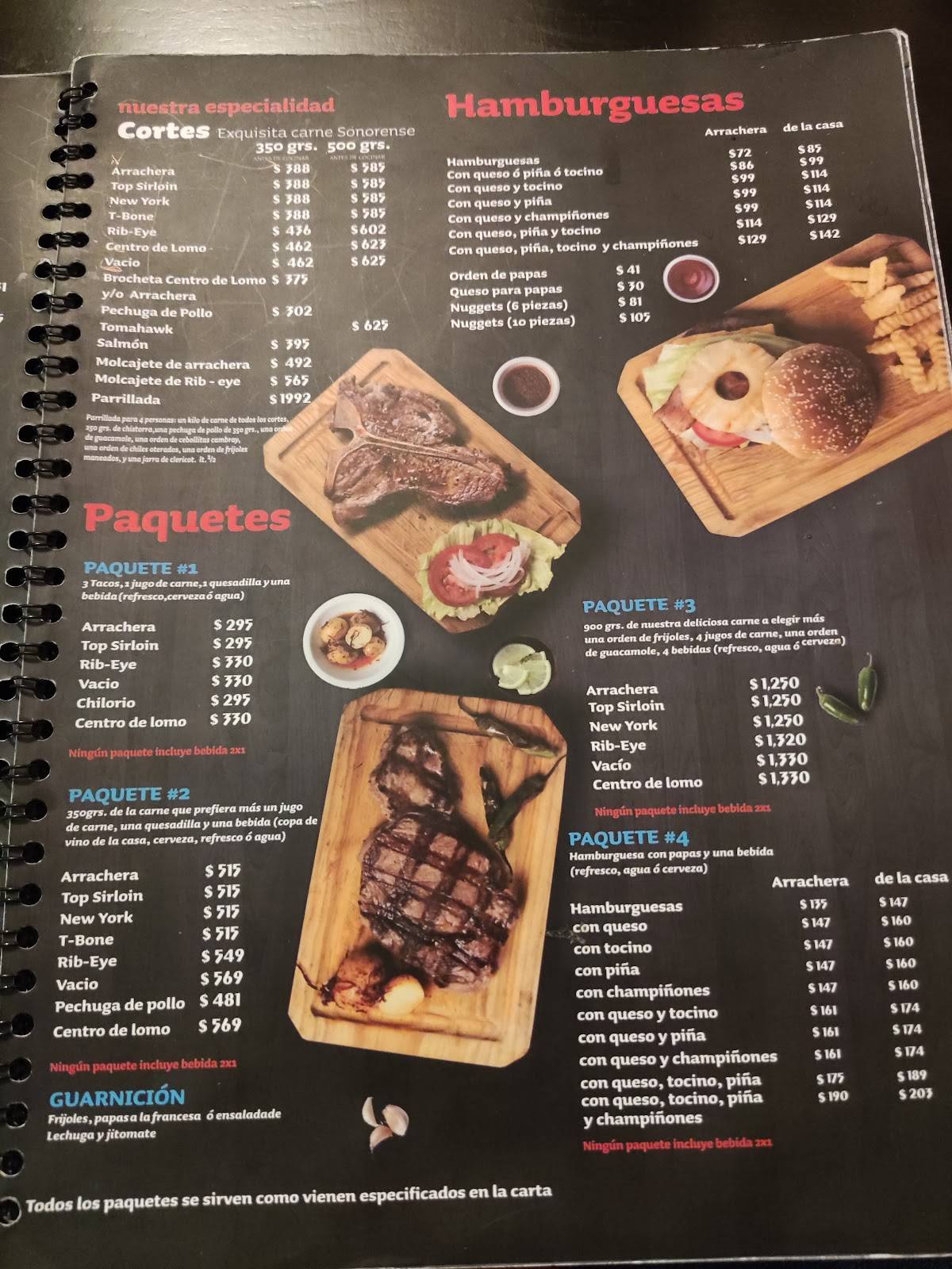 Menu at El Tesoro de Sonora pub & bar, Mexico, Ignacio Allende 35