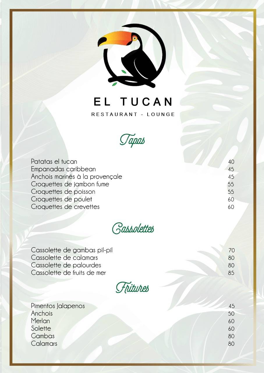 Menu au El Tucan Casablanca restaurant, Casablanca
