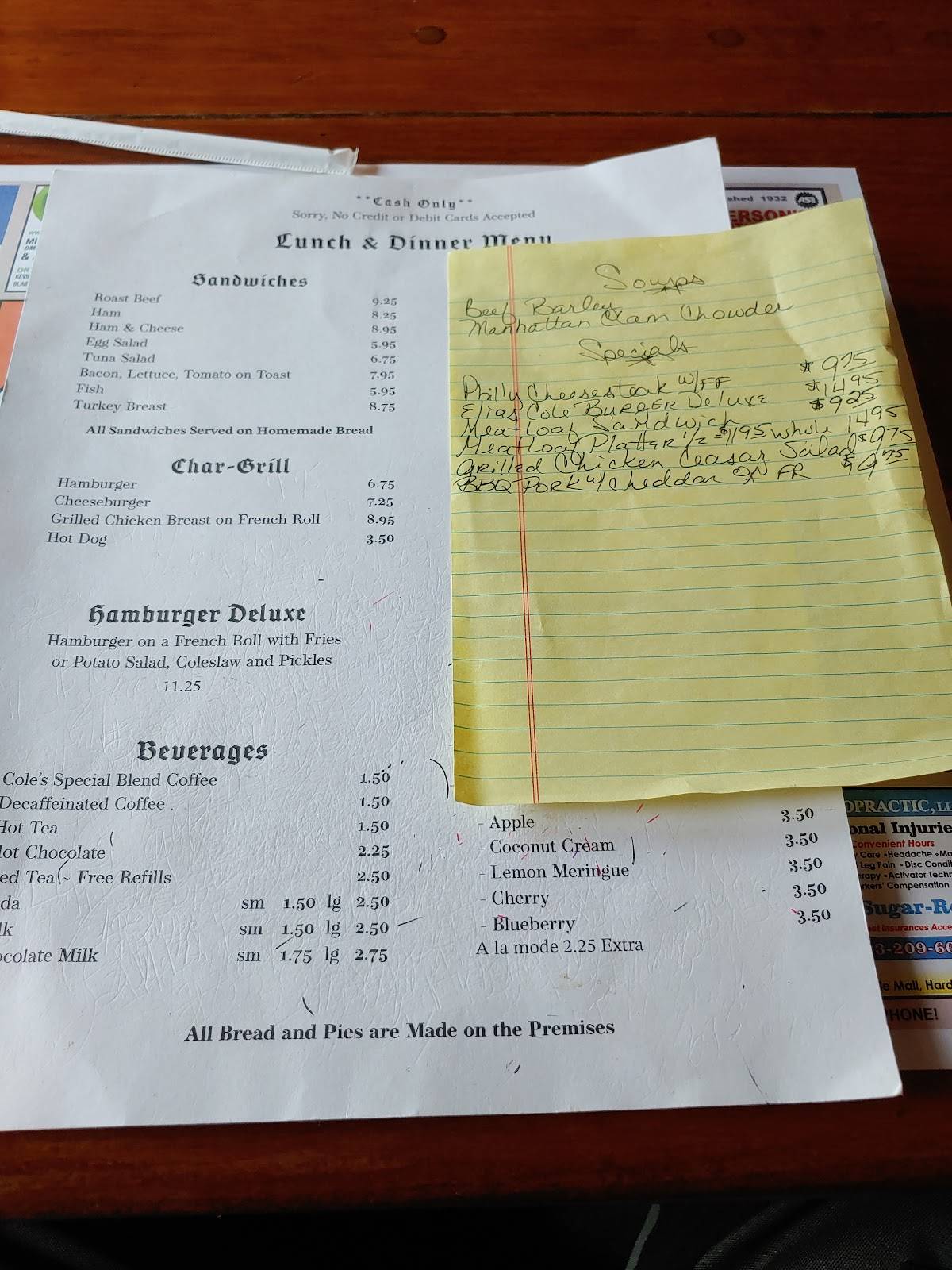 Menu at Elias Cole restaurant, Wantage