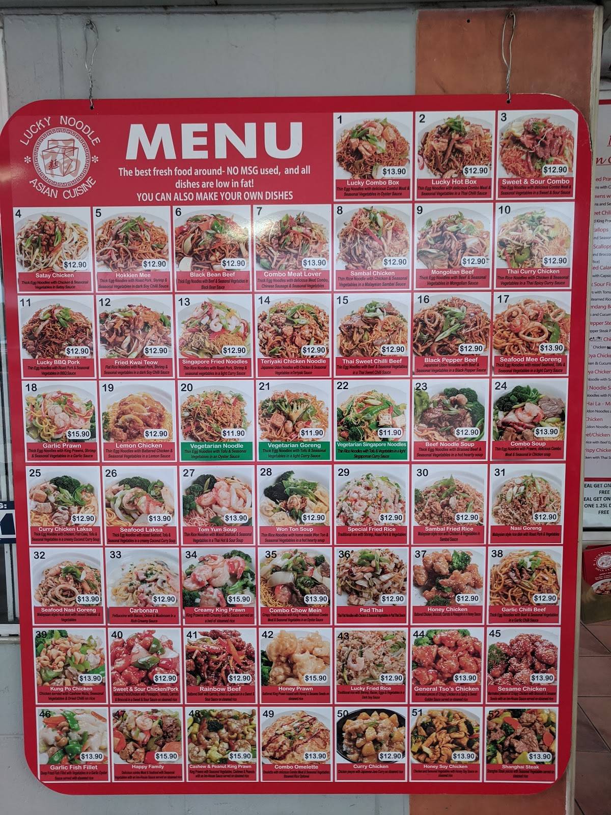 Menu at Lucky Noodle Box restaurant, Emerald