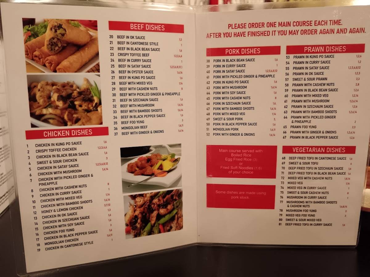 Menu at Emperor Chinese Restaurant, Llandudno